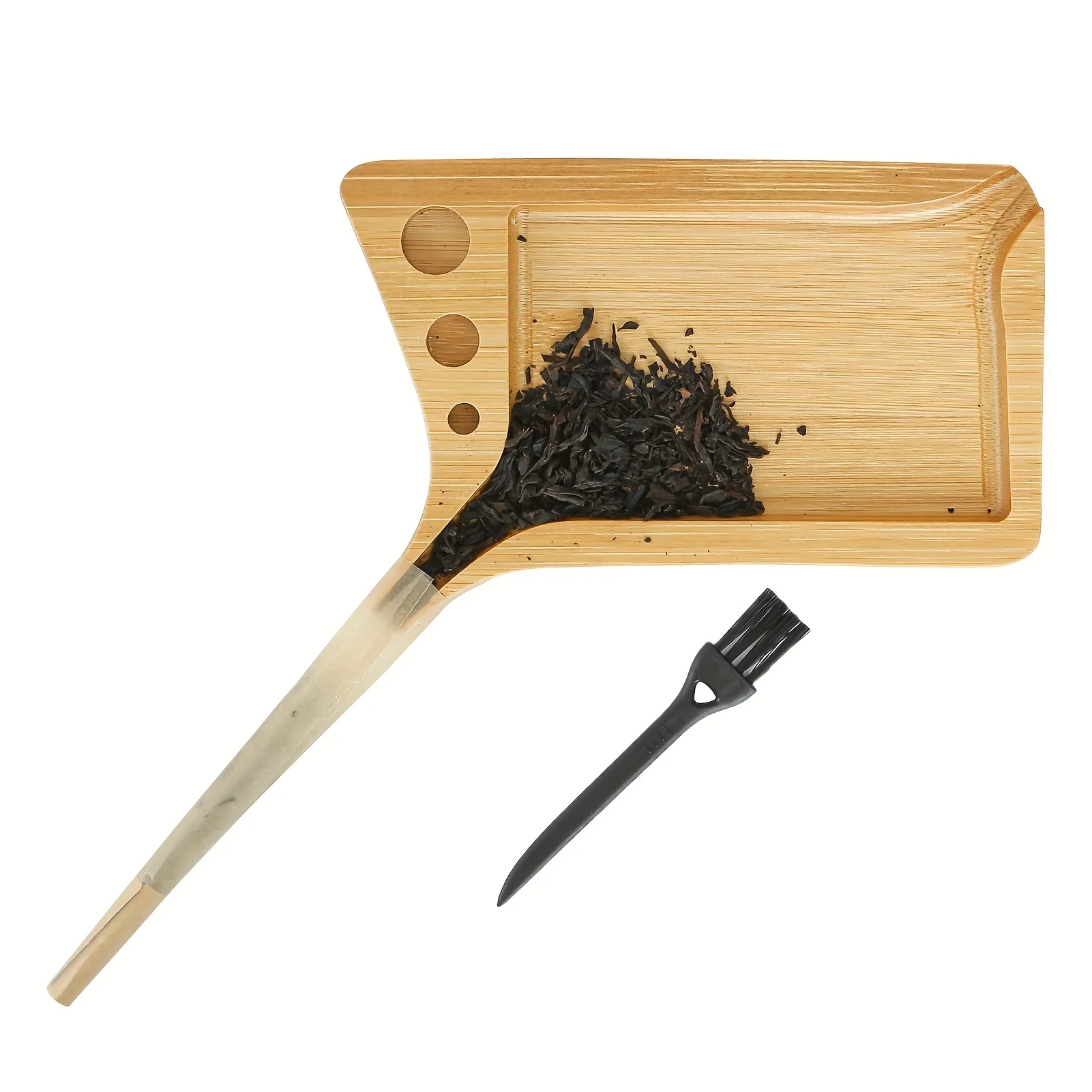 Bandeja rodante de tabaco y hierba de madera de bambú con herramientas ...