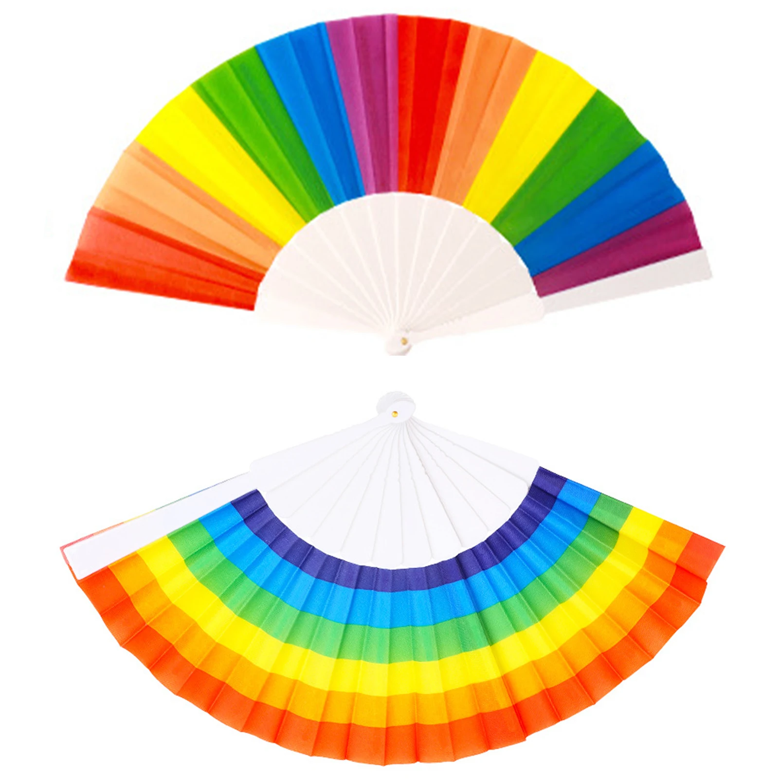 Rainbow Folding Fans Colorful Hand Held Fan Rainbow Party Decoration ...