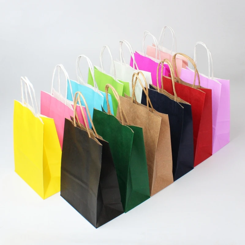 10/30/50pcs Diy Multifunction Soft Color Paper Bag With Handles ...