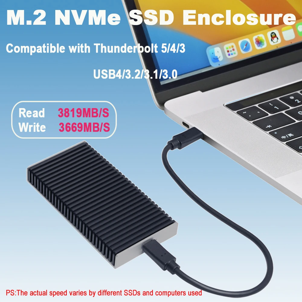 40Gbps USB4 M.2 NVMe SSD Enclosure Compatible with Thunderbolt 5/4/3 ...