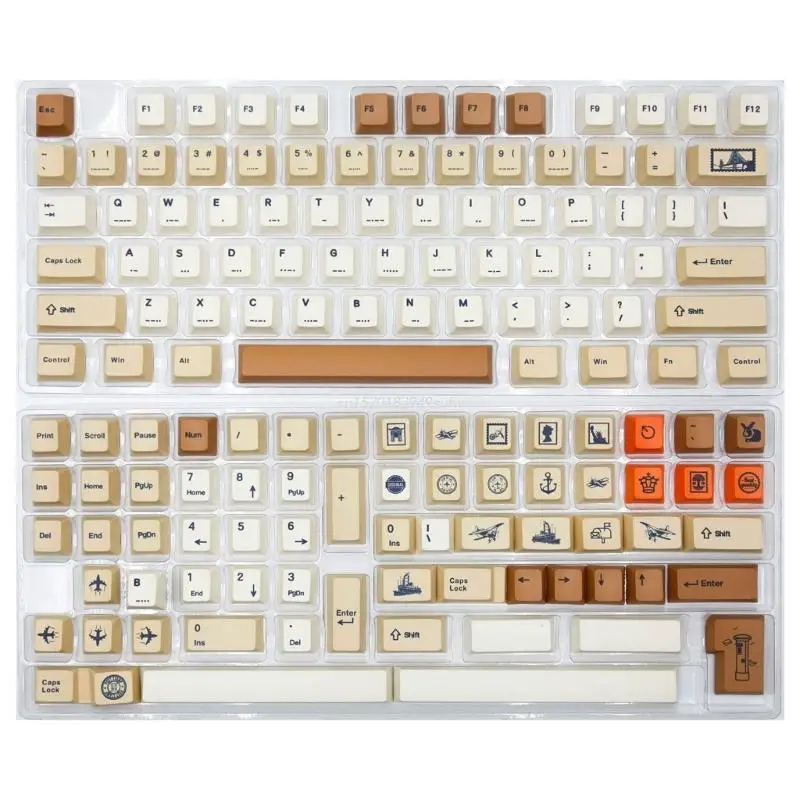 143 Keys Retro Stamps Theme Keycaps PBT Sublimation Cherry Profile ...
