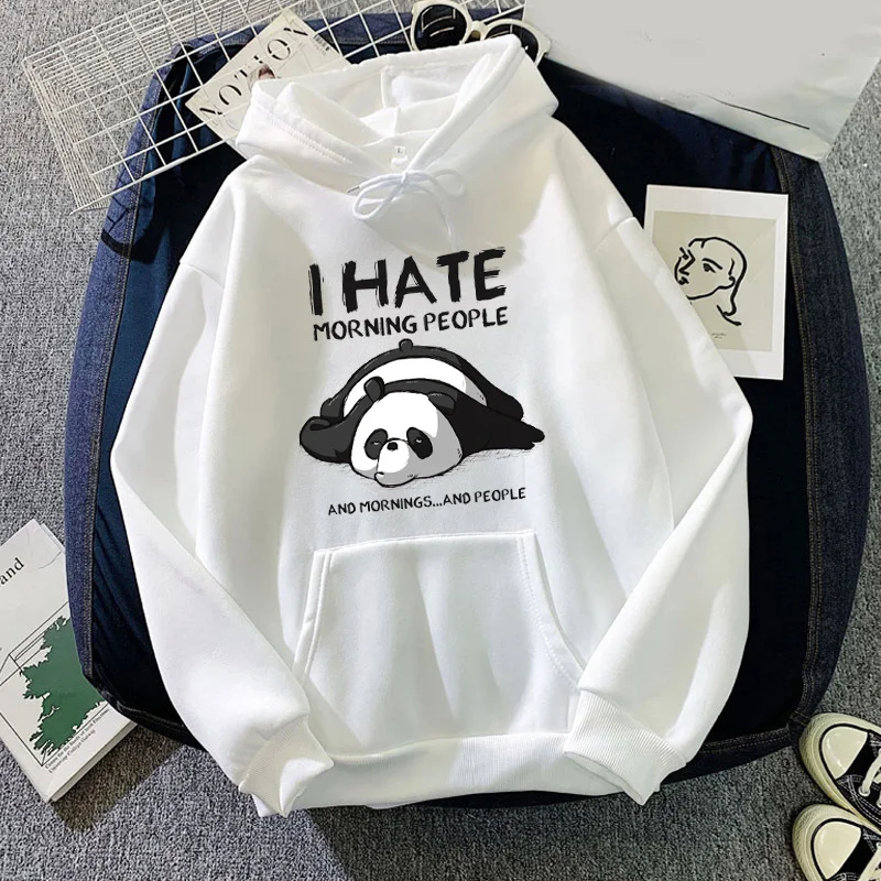 Panda pattern printed hooded pullover for men and women, suitable for ...