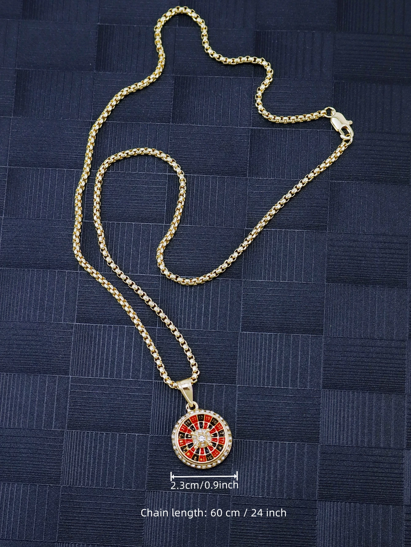 Gold Plated Spinning Roulette Pendant With Square chain - AliExpress 36