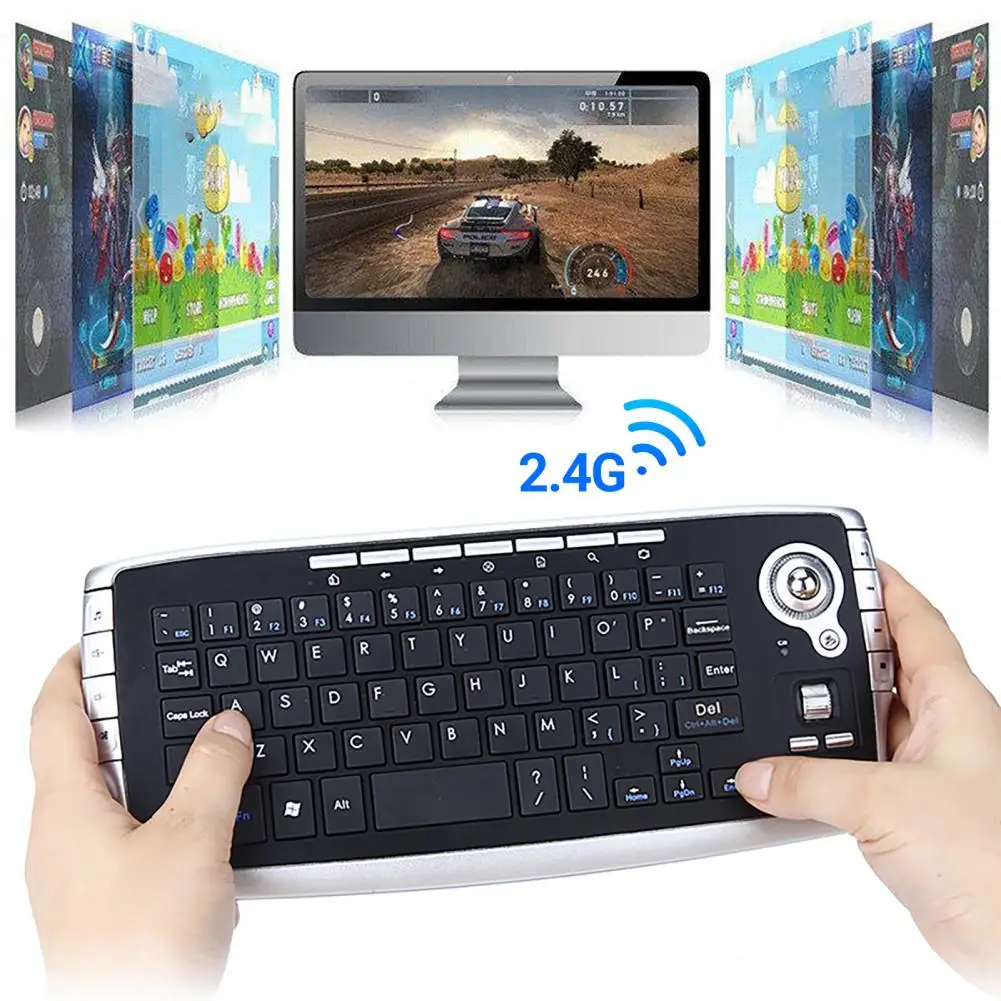 Mini 2.4G Bluetooth Wireless Keyboard Trackball Keyboard for Laptop PC ...