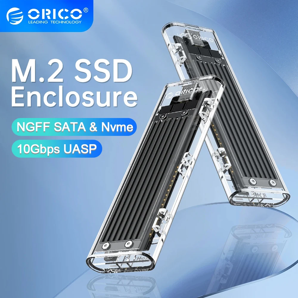 ORICO M2 SSD Case M.2 NVME SSD Enclosure M.2 to USB C Transparent Hard Drive Enclosure for NVME ...