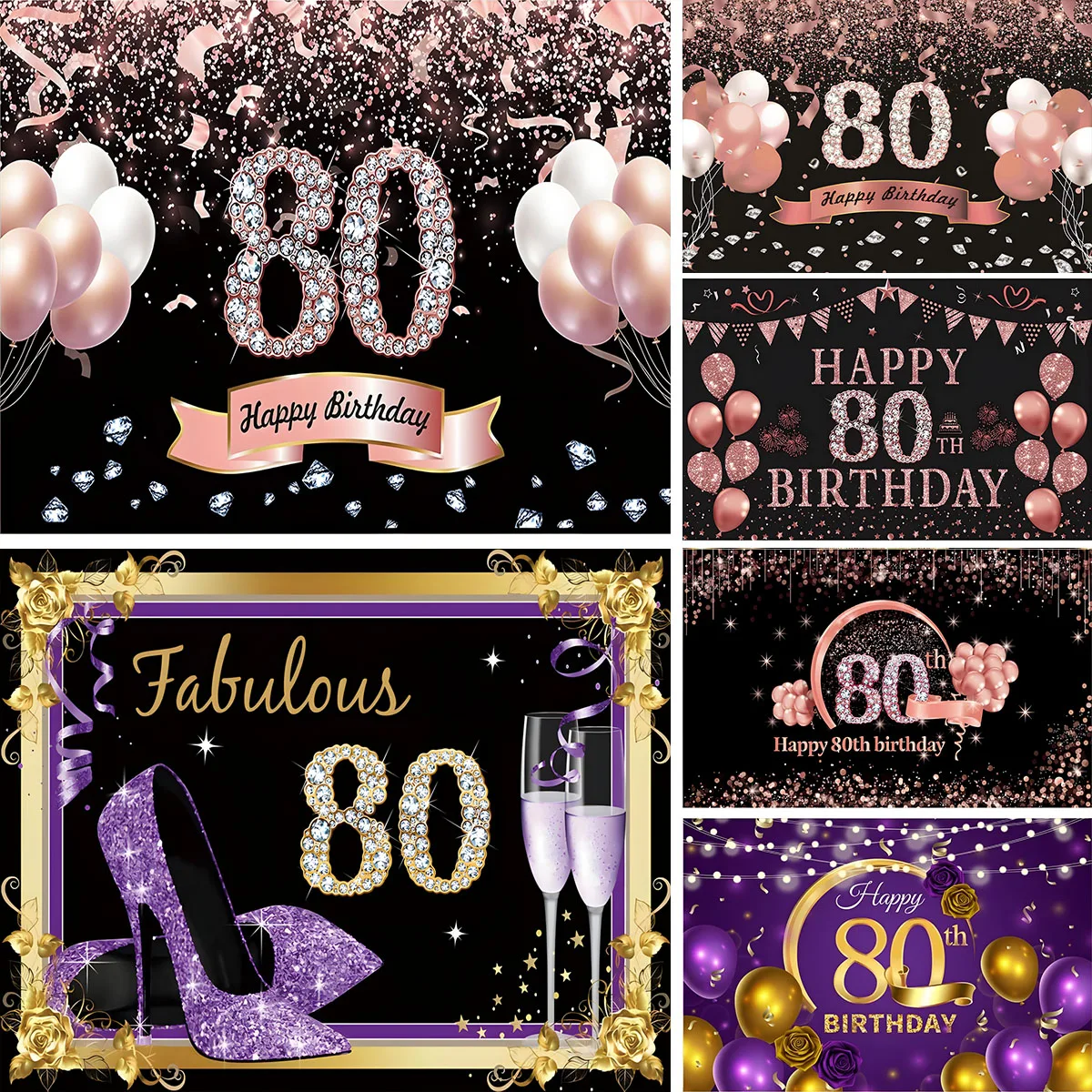 Fondo-rosa-80-para-mujer-hombre-fiesta-de-feliz-cumplea-os-80-a-os ...