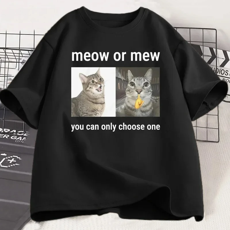 Meow or Mew You Can Only Choose One Meme Printed T-Shirt Funny Silly ...