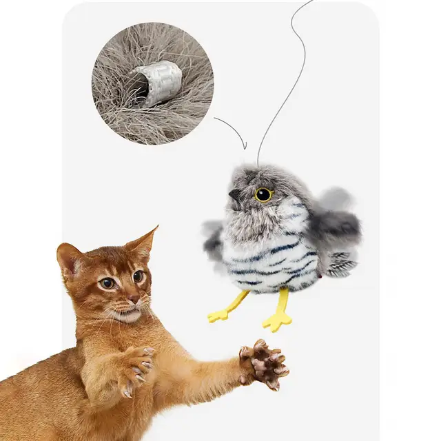 Potaroma Flapping Bird Tingzi Interactive Flying Bird Cat Toys For ...