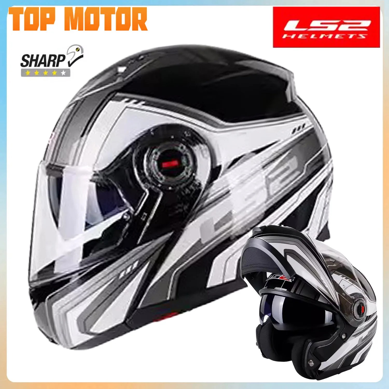 Original LS2 FF370 Motorcycle Helmet Double Lens Helmet Flip Up SHARP ...