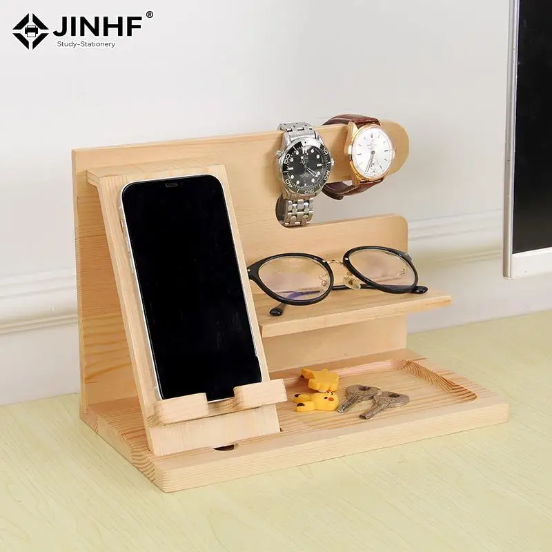 1pc-Wooden-Phone-Holder-Docking-Station-Wallet-Stand-Watches-Purse ...