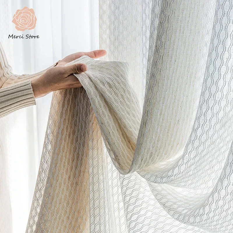 French Embroidered Beige Linen Curtains for Living Room Balcony ...