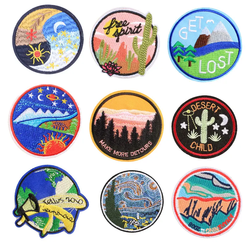 Patches de emblema redondos para paisagem, patches para roupas ...