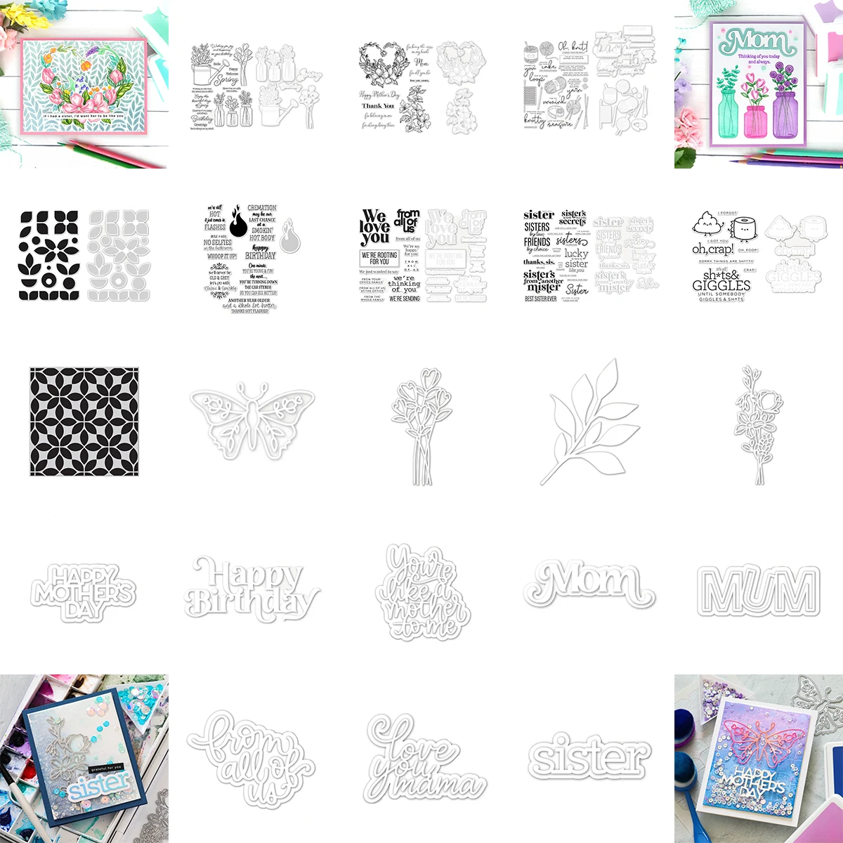 Mother-s-Day-Sentiments-Words-Clear-Stamps-Metal-Cutting-Dies-Set-for ...