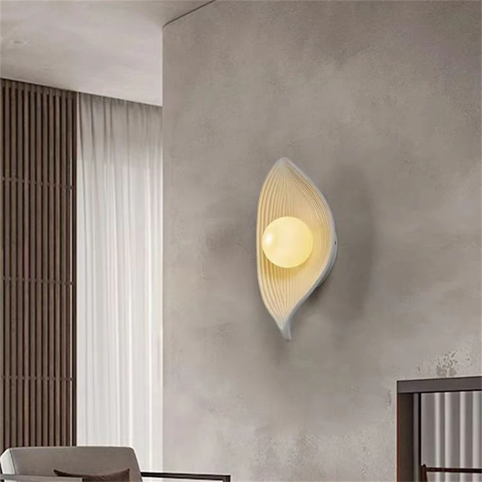 Dropshipping Leaf Resin Wall Lamp LED Wall Lights Living Room Corridor ...