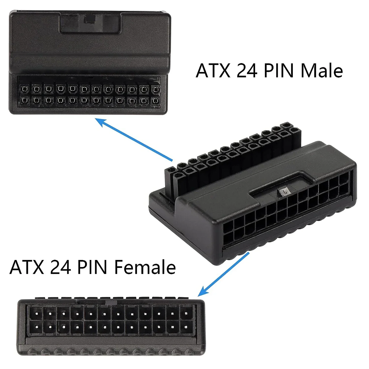 Right Angle ATX 24-Pin Male to Female Power Adapter Board for Desktop ...