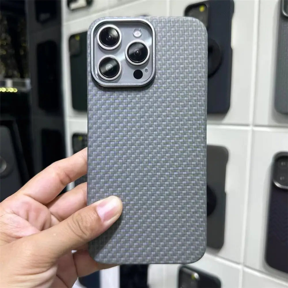 Titanium-Gray-Aramid-Carbon-Fiber-Slim-Cover-Case-for-iPhone-15-Pro-Max ...