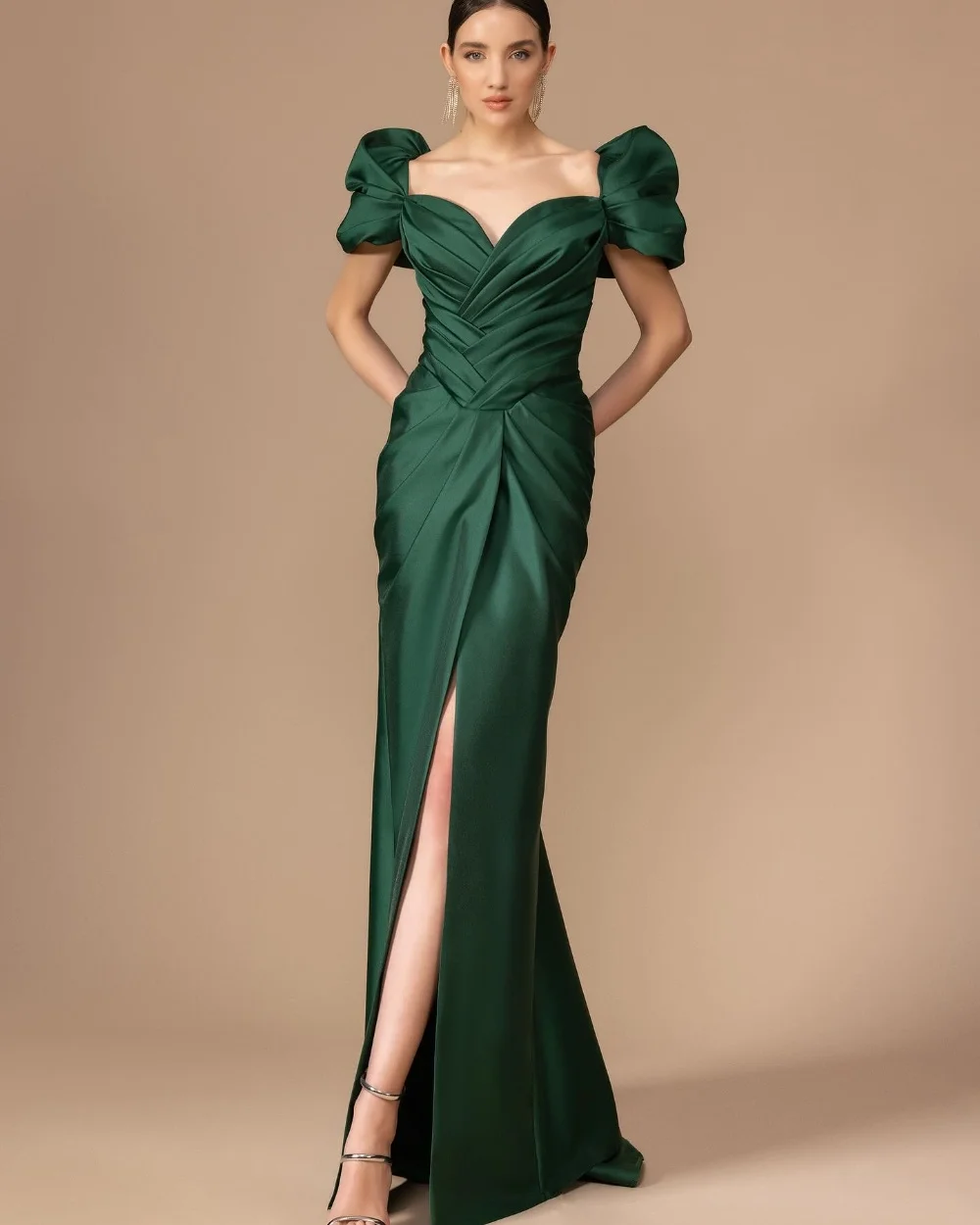 Customized-High-Quality-Pleat-Straight-Sweetheart-Long-Dresses ...