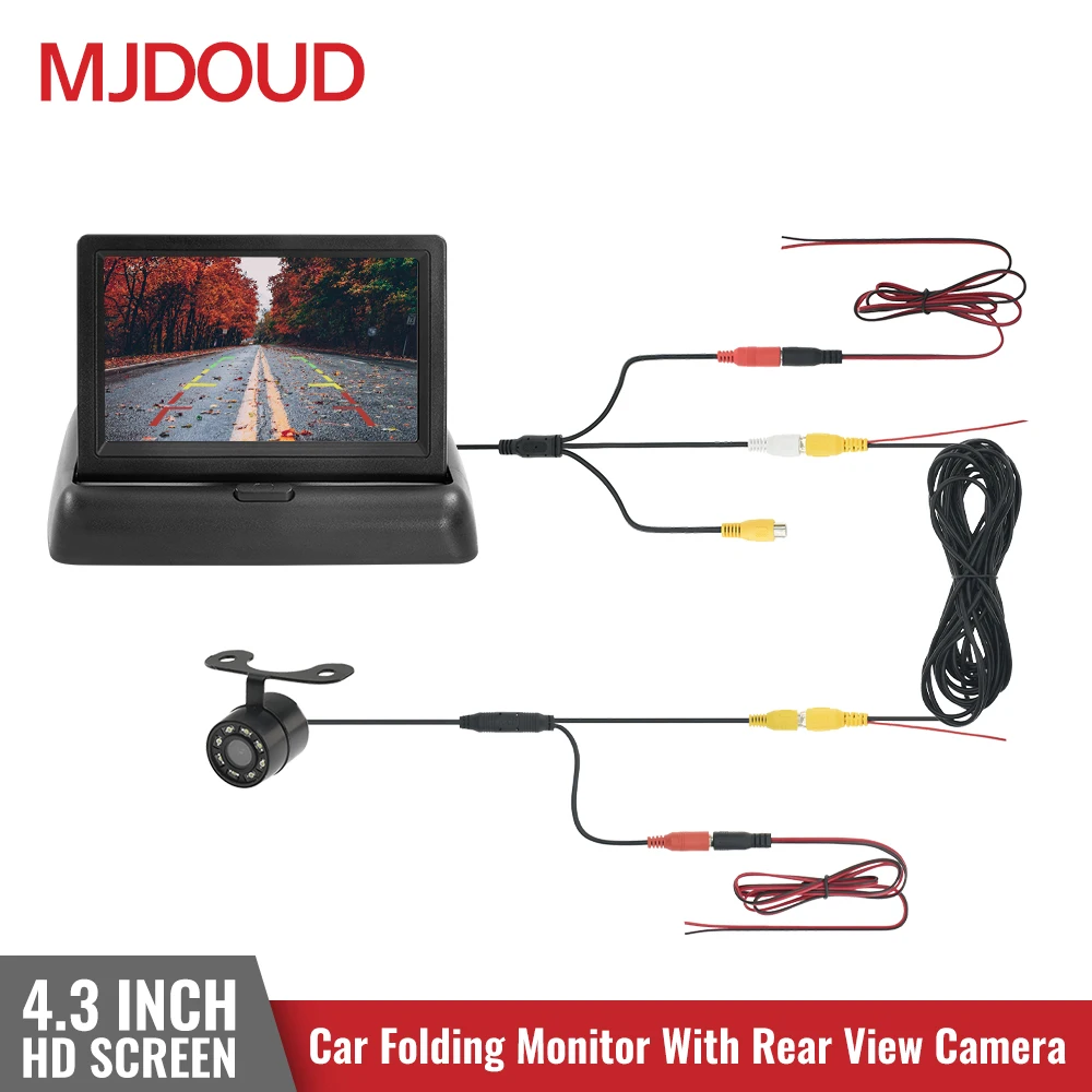 MJDOUD Car Rear View Camera Monitor Folding 4.3" TFT LCD HD Screen ...