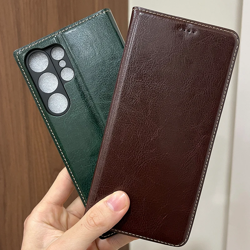 Magnetic Genuine Leather Skin Flip Wallet Book Phone Case Cover On For ...