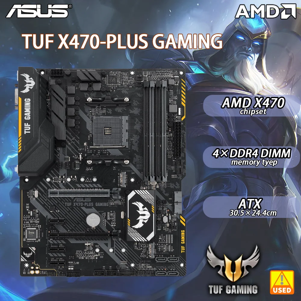 X470 placa-mãe asus tuf X470-PLUS gaming para ryzen 5 1600 cpu soquete am4 64gb atx pci-e 3.0 m ...
