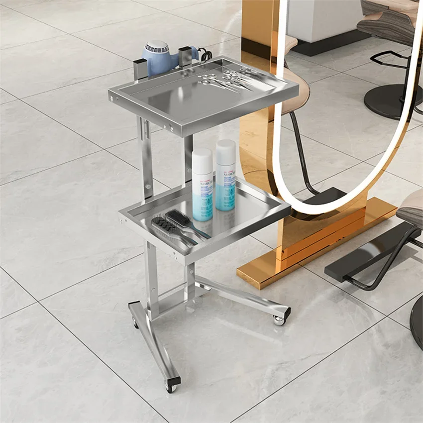 Hairdressing-stainless-steel-cart-Japanese-two-layer-folding-beauty ...