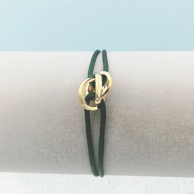 New Stainless Steel Bracelet 3 Metal Buckle Ribbon Lace Up Rope Chain ...