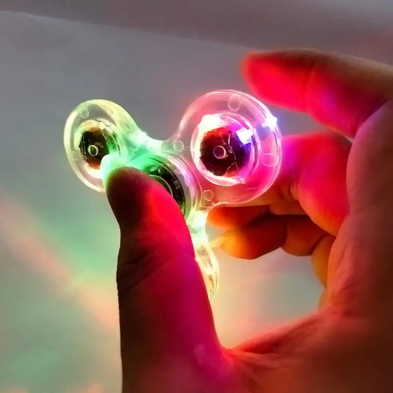 Luminous-LED-light-Fidget-Spinner-Crystal-Fingertip-Spinners-Glow-in ...