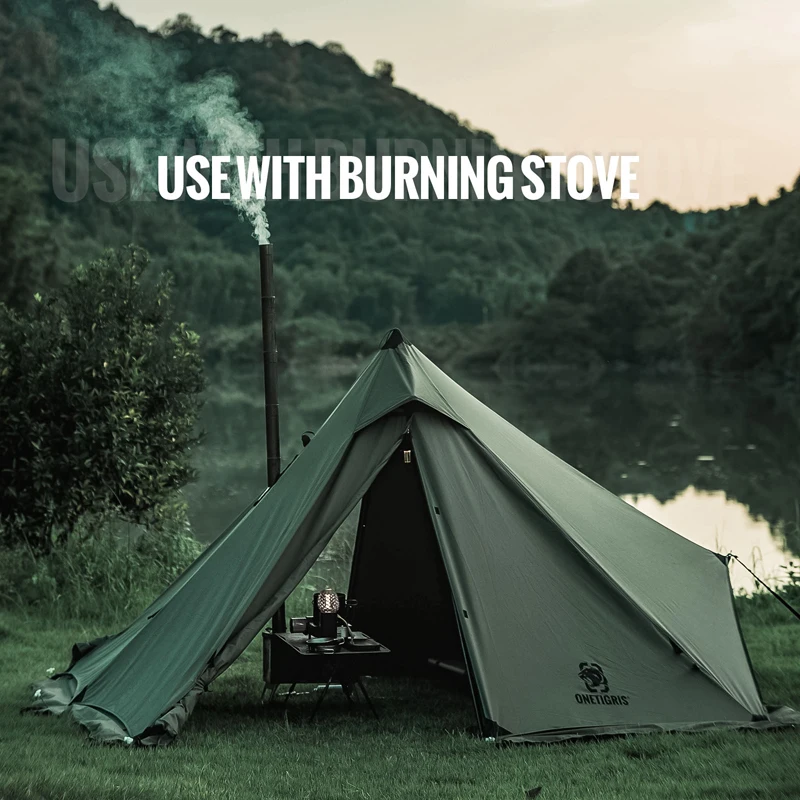 OneTigris CONIFER T/C Chimney Tent 1 2 persons Pyramid/Teepee Hot Tent ...