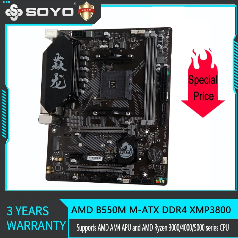 Soyo Amd B550m Motherboard Gaming Desktop Placa Base Ddr4 Usb3.1 Pcie 4 ...