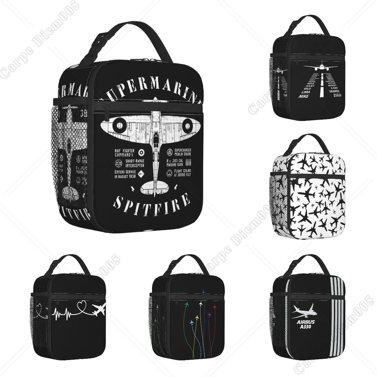 Supermarine-Spitfire-Insulated-Lunch-Bag-Portable-Fighter-Plane-WW2-War ...