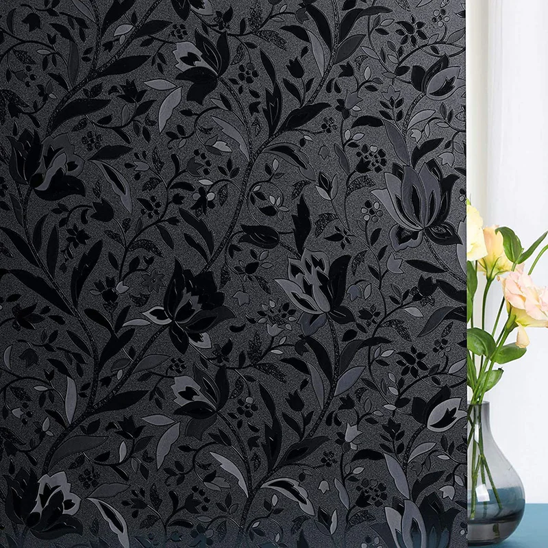 Black Tulip Window Privacy Film Self Adhesive UV Blocking Heat Control ...