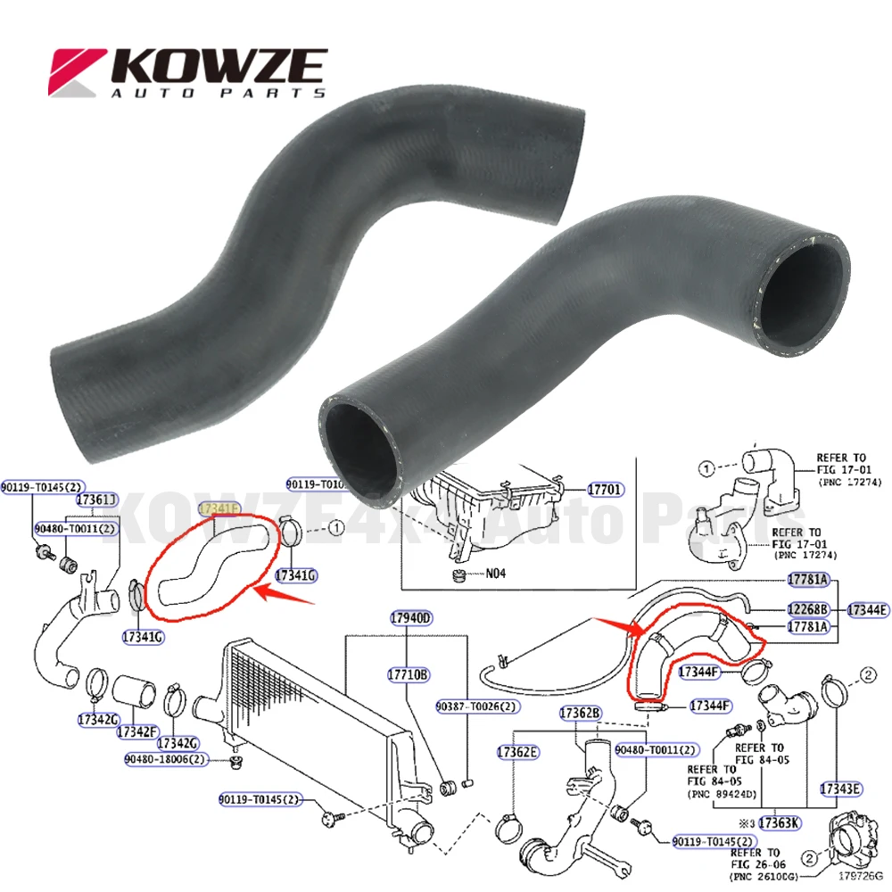 Turbocharger-Intercooler-NO-1-NO-4-Air-Hose-for-Toyota-Hilux-Pickup-VII ...