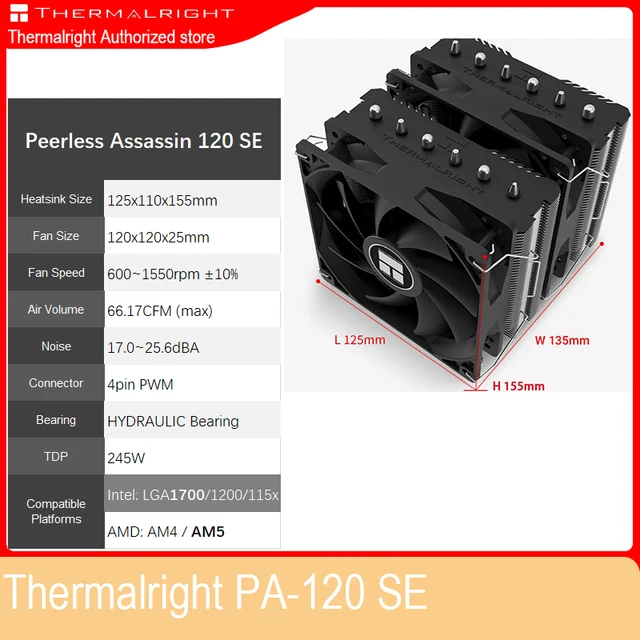 Thermalright Peerless Assassin 120 SE Daul-Tower Side Flow CPU Radiator LGA1700 1200 AM4 AM5 PA ...