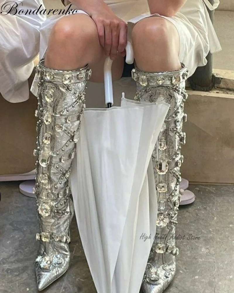 Crystal-Gem-Sliver-Metallic-Leather-Knee-High-Boots-Luxury-Glitter ...
