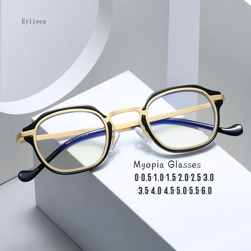 Blue-Light-Computer-Glasses-Men-TR90-Metal-Round-Frame-Myopia-Glasses ...
