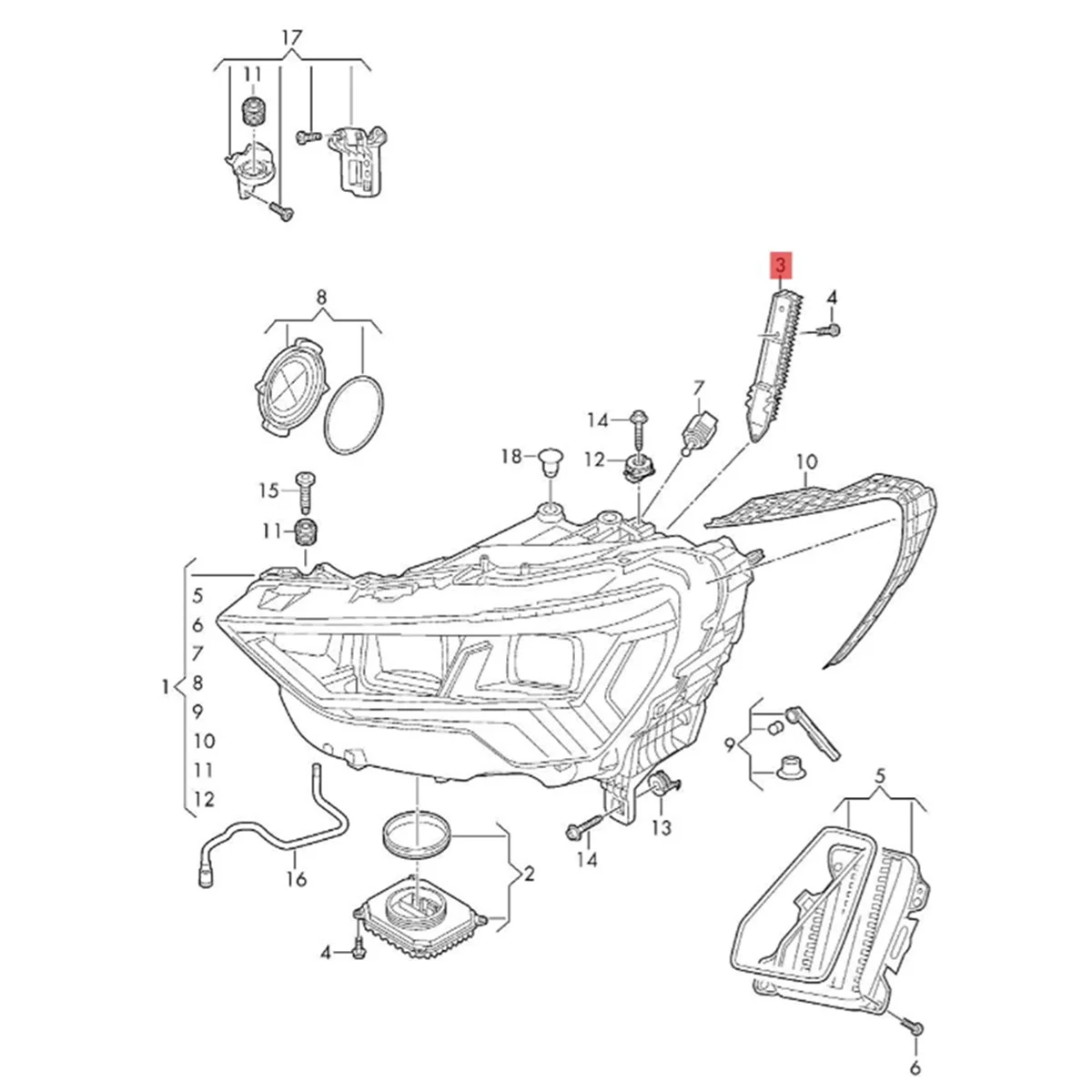 Car-Headlight-LED-Module-with-Heat-Sink-83A941475-for-Audi-Q3-Sportback ...