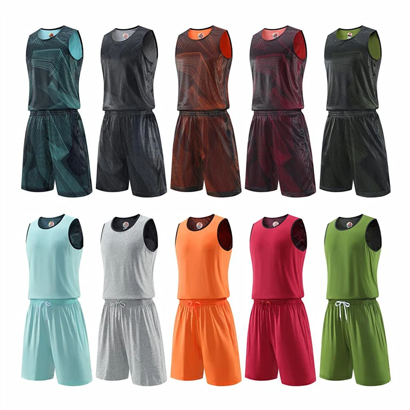 New Double-sided Basketball Jersey Uniforms Men Sports Clothing ...