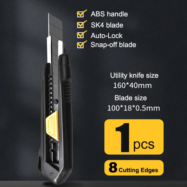 Deli Large Utility Knife Retractable Auto Lock SK4 Metal Carbon Steel ...