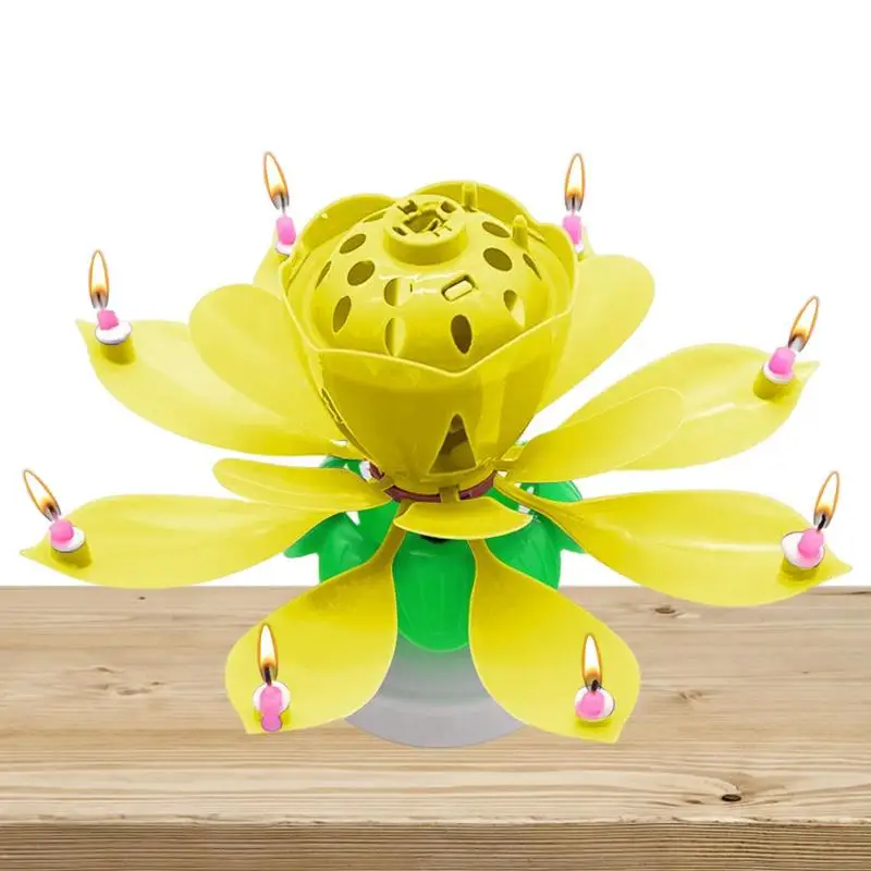 Lotus Candle Birthday Creative Rotating Musical Candle LED Festive ...