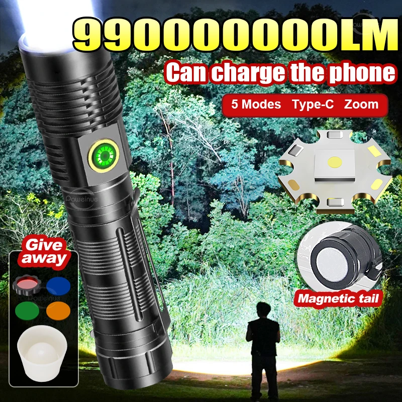 990000000LM-Ultra-Powerful-Flashlight-Powerful-4-Colors-Lamp-MINI ...