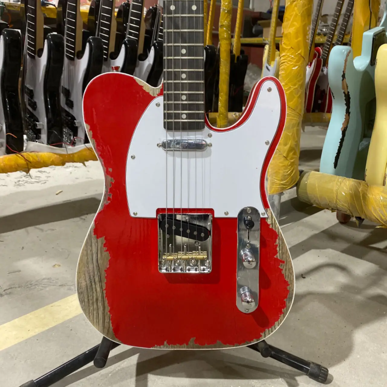 Relic-Tele-Electric-Guitar-Alder-Body-Red-Color-Rosewood-Fingerboard ...