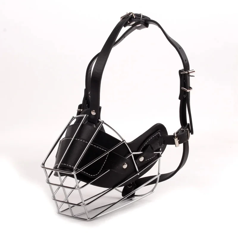 Dog Muzzle Anti Biting Pet Mouth Mask Adjustable & Breathable Leather ...