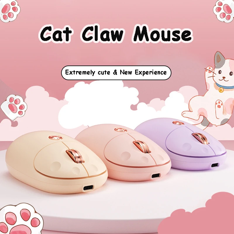 Dual-Mode-Wireless-Cute-Mouse-Rechargeable-Cat-Claw-Creative-Cartoon ...
