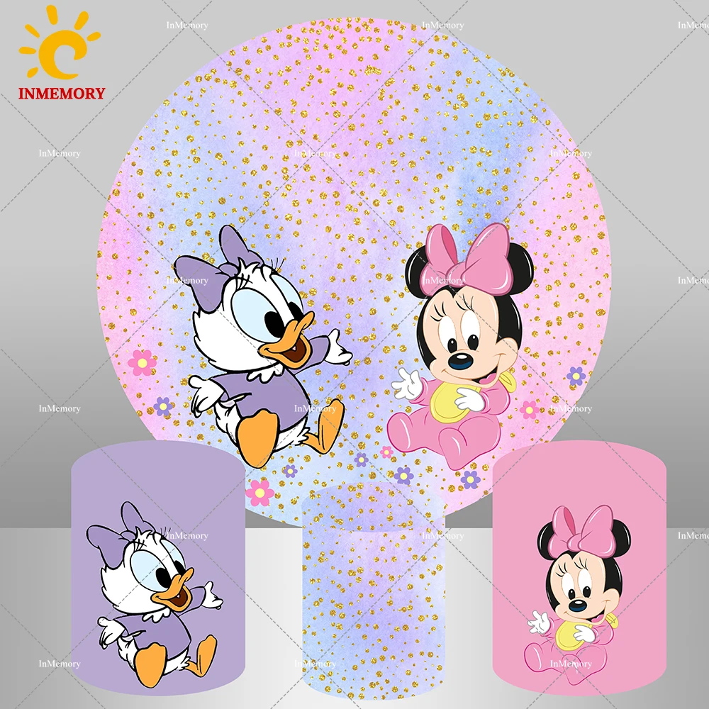 Daisy-Duck-Minnie-Mouse-Round-Backdrop-Cover-for-Baby-Shower-Party ...