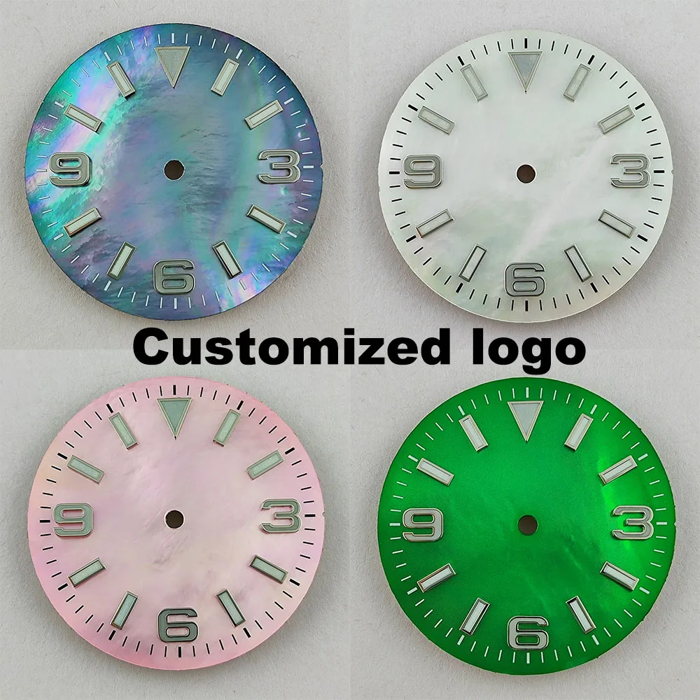 Cadran de montre NH35 de 28.5mm, cadran 369, aiguilles NH35, bleu-vert ...