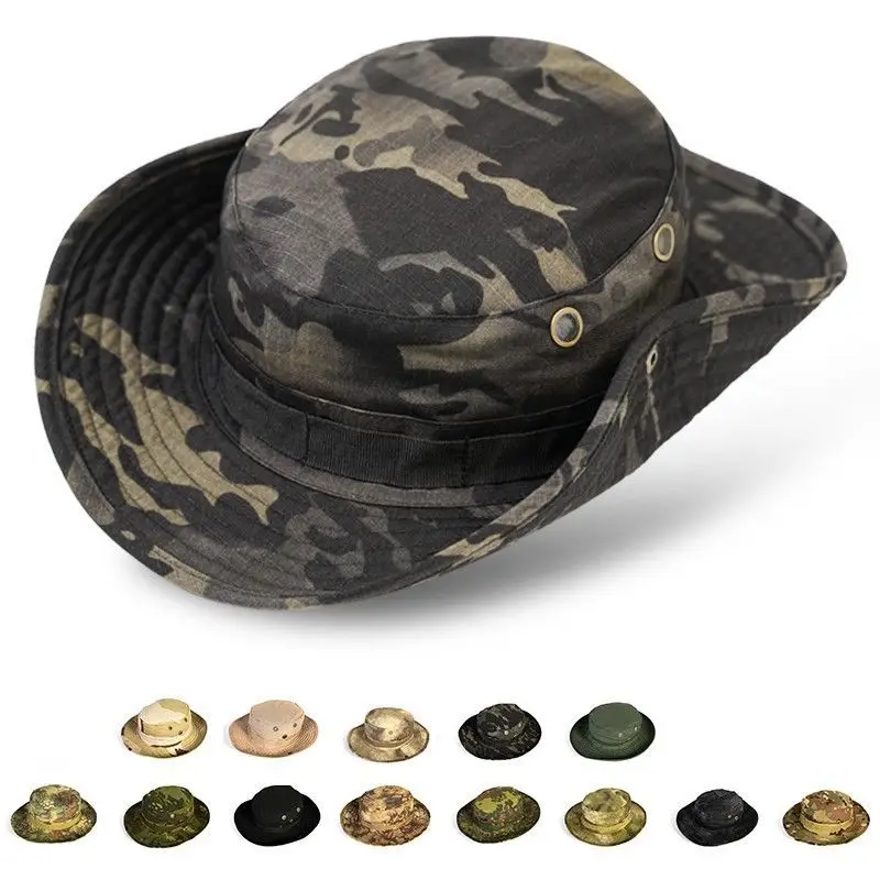 Camouflage-Tactical-Boonie-Hat-Multicam-Camo-Cap-Summer-Airsoft-Sniper ...