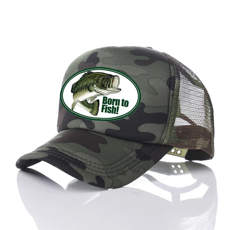 Born-To-Fish-Round-Oval-Printing-Mesh-Soft-Dad-Hats-Big-Mounth-Bass ...