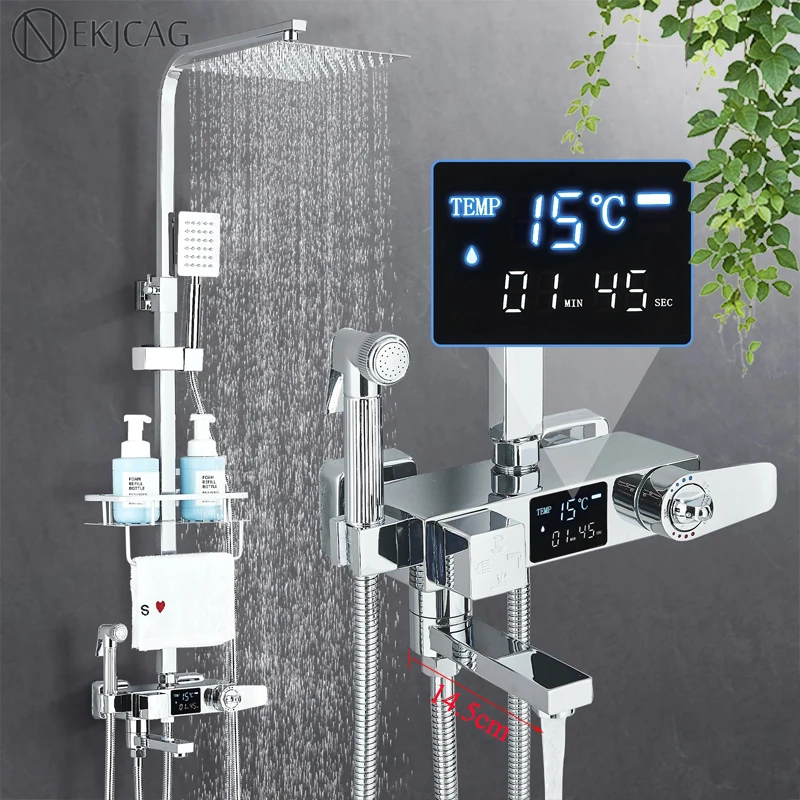 Brass-Thermostatic-Shower-Faucet-Set-Digital-Display-Bathroom-Shower ...