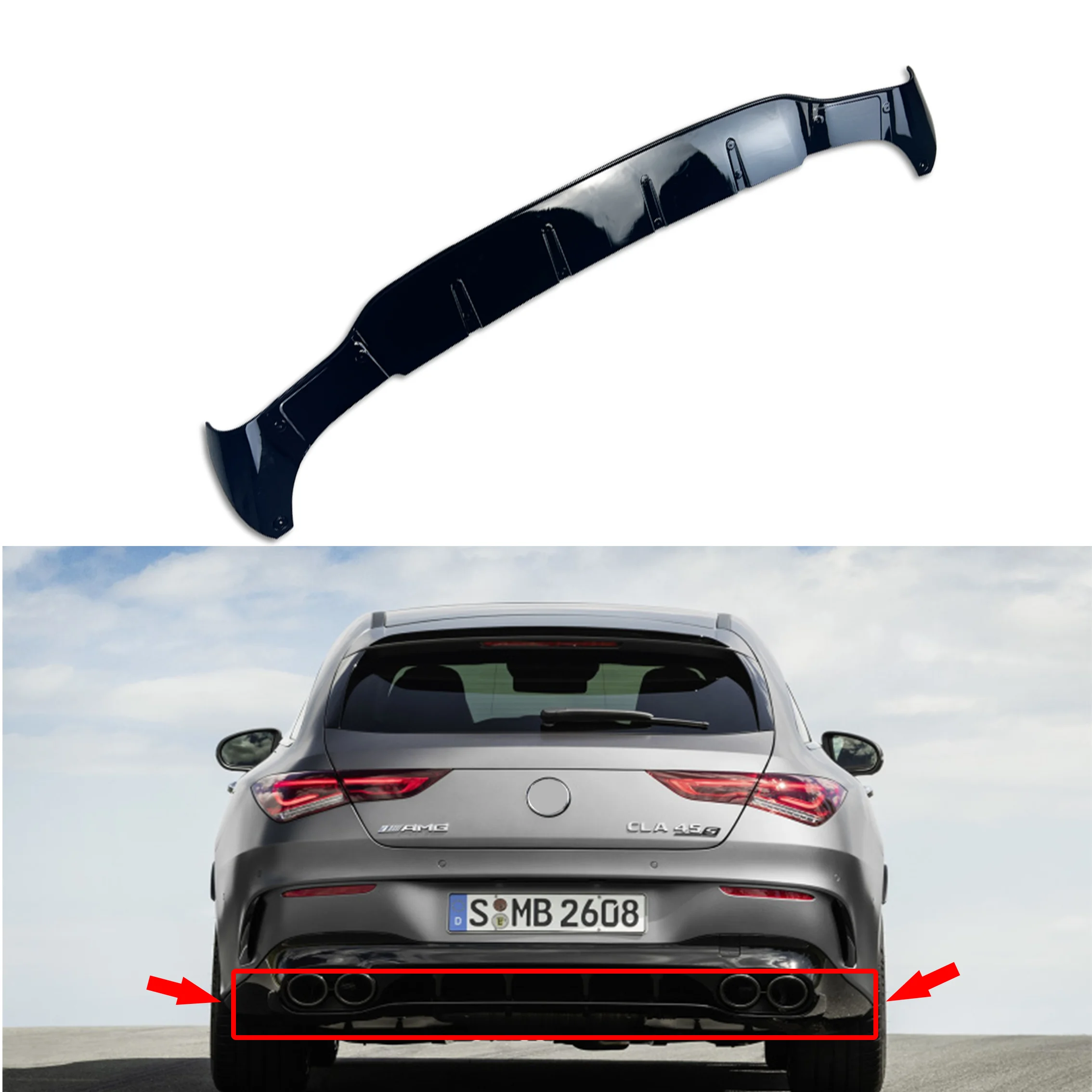 Black Car Styling Rear Bumper Lip Diffuser Spoiler Splitter for ...