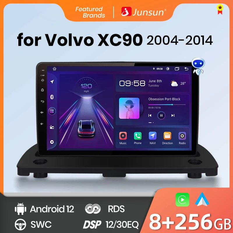 Junsun v1pro 8 256gb carplay android auto autoradio android 12 für volvo xc90 2012 2018 ...